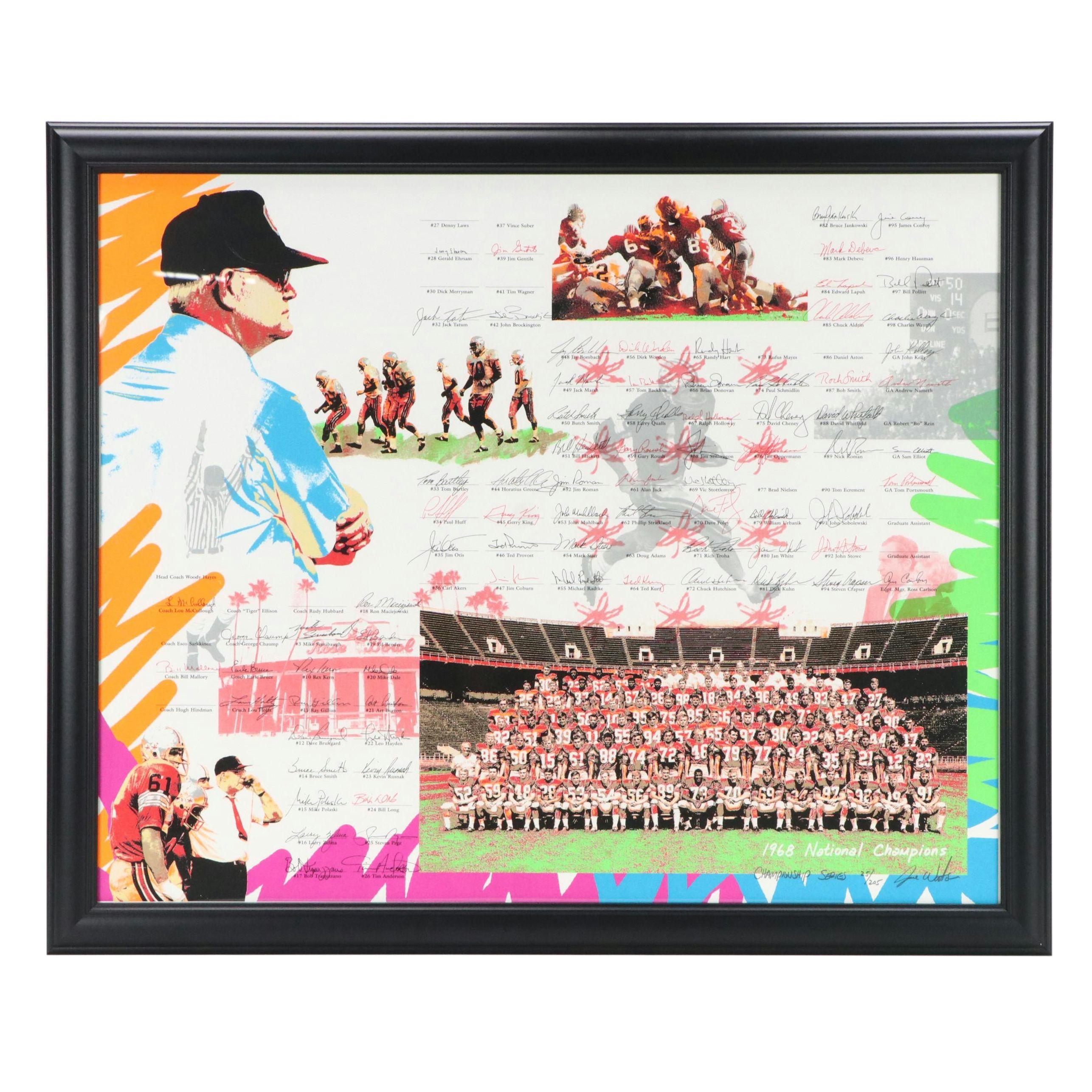 1968 Ohio State Buckeyes Football Team Signed Print with Jack Tatum and ...
