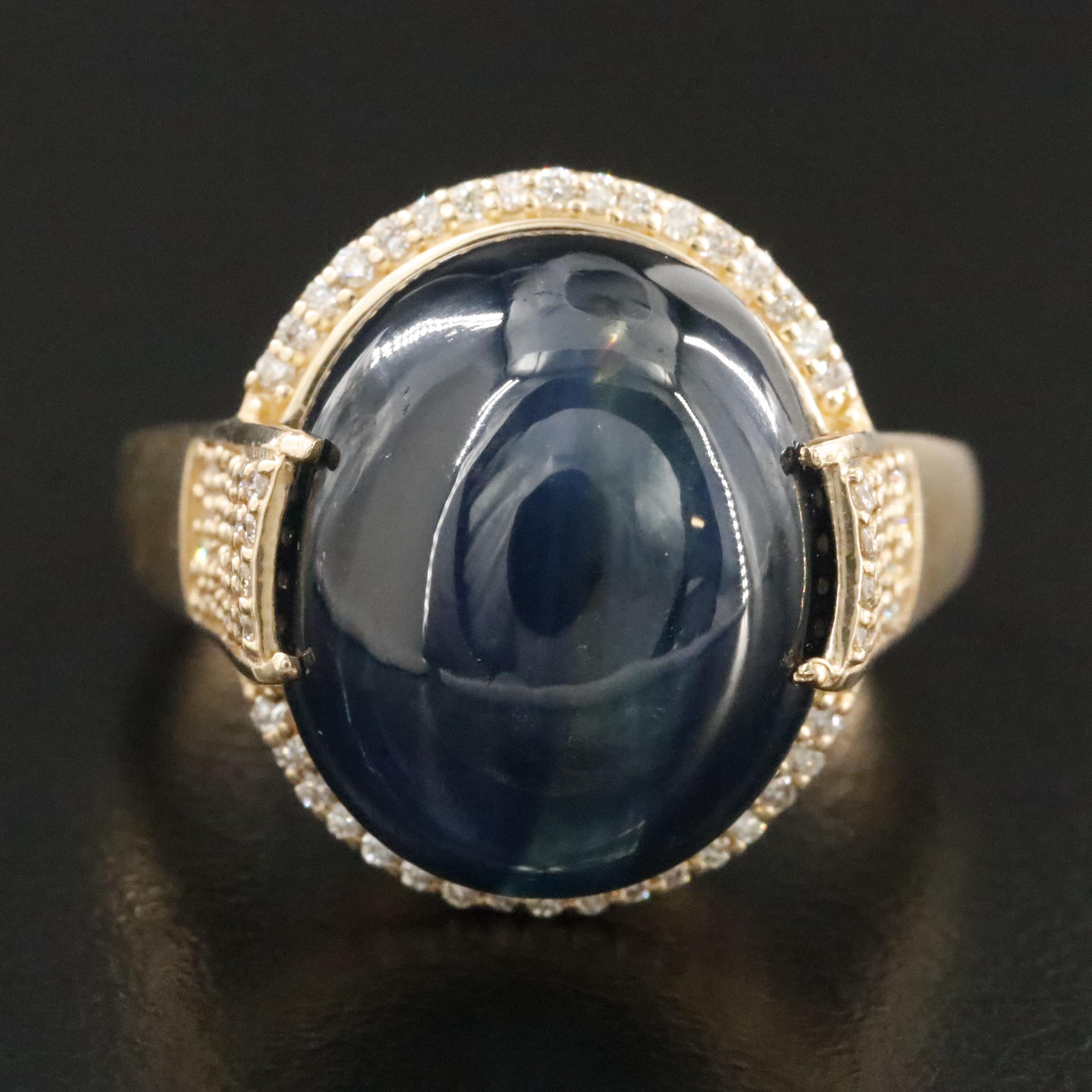 14K 16.49 CT Sapphire and Diamond Ring with IGI Report | Barnebys