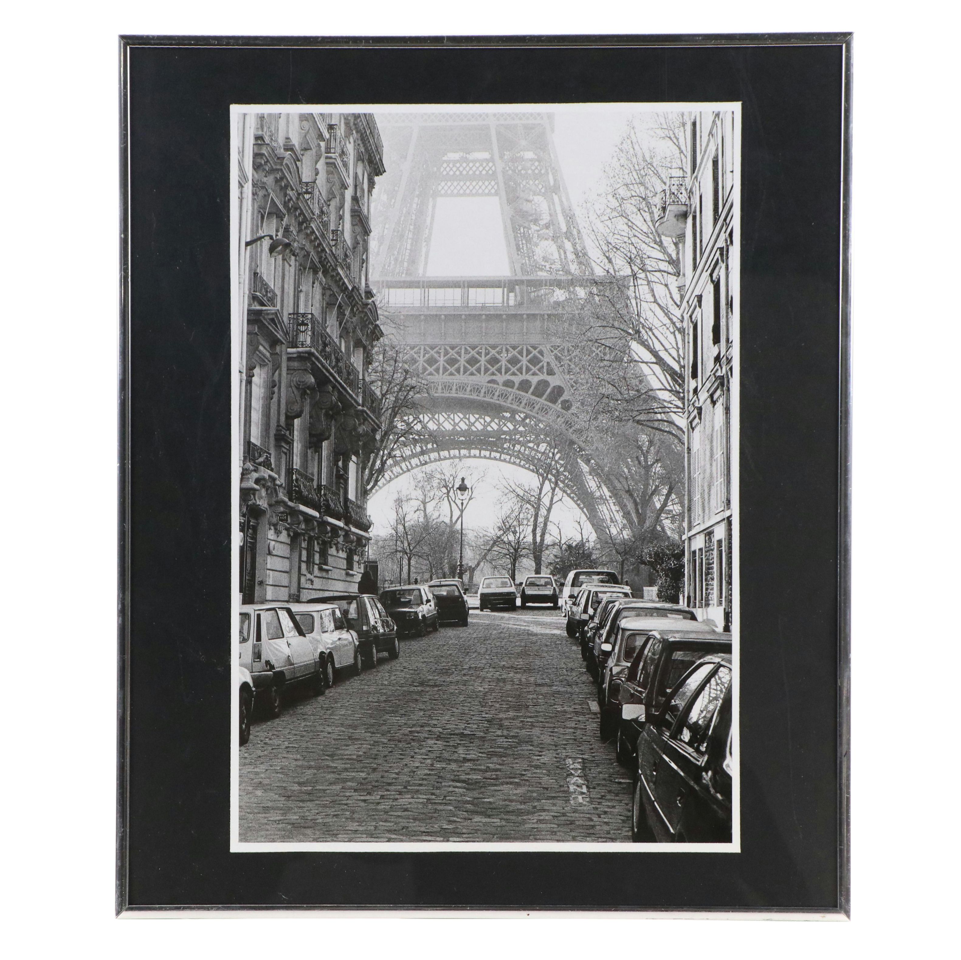 After Clay Davidson Offset Lithograph of Eiffel Tower Street View, 21st ...