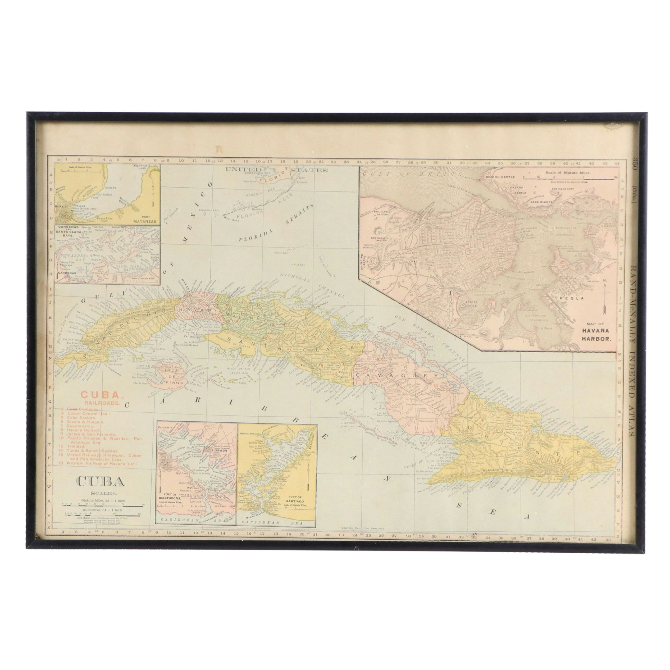 Rand McNally and Co. Lithograph Map of Cuba and Select Harbors, 1903 ...