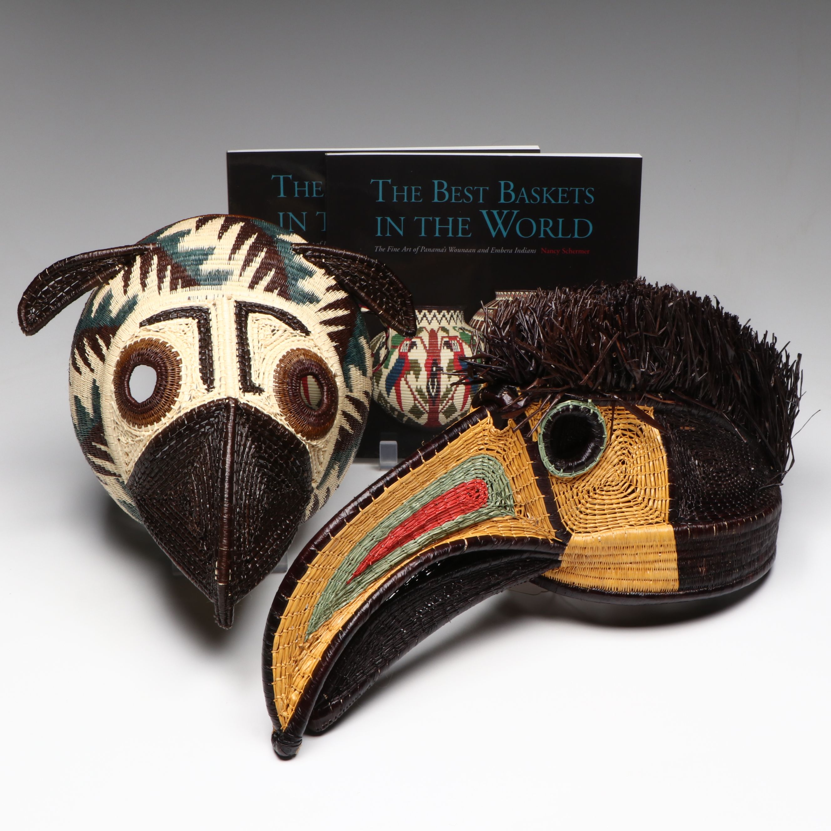 Panamanian Emberá Peoples Chunga and Nahuala Palm Fiber Bird Masks ...
