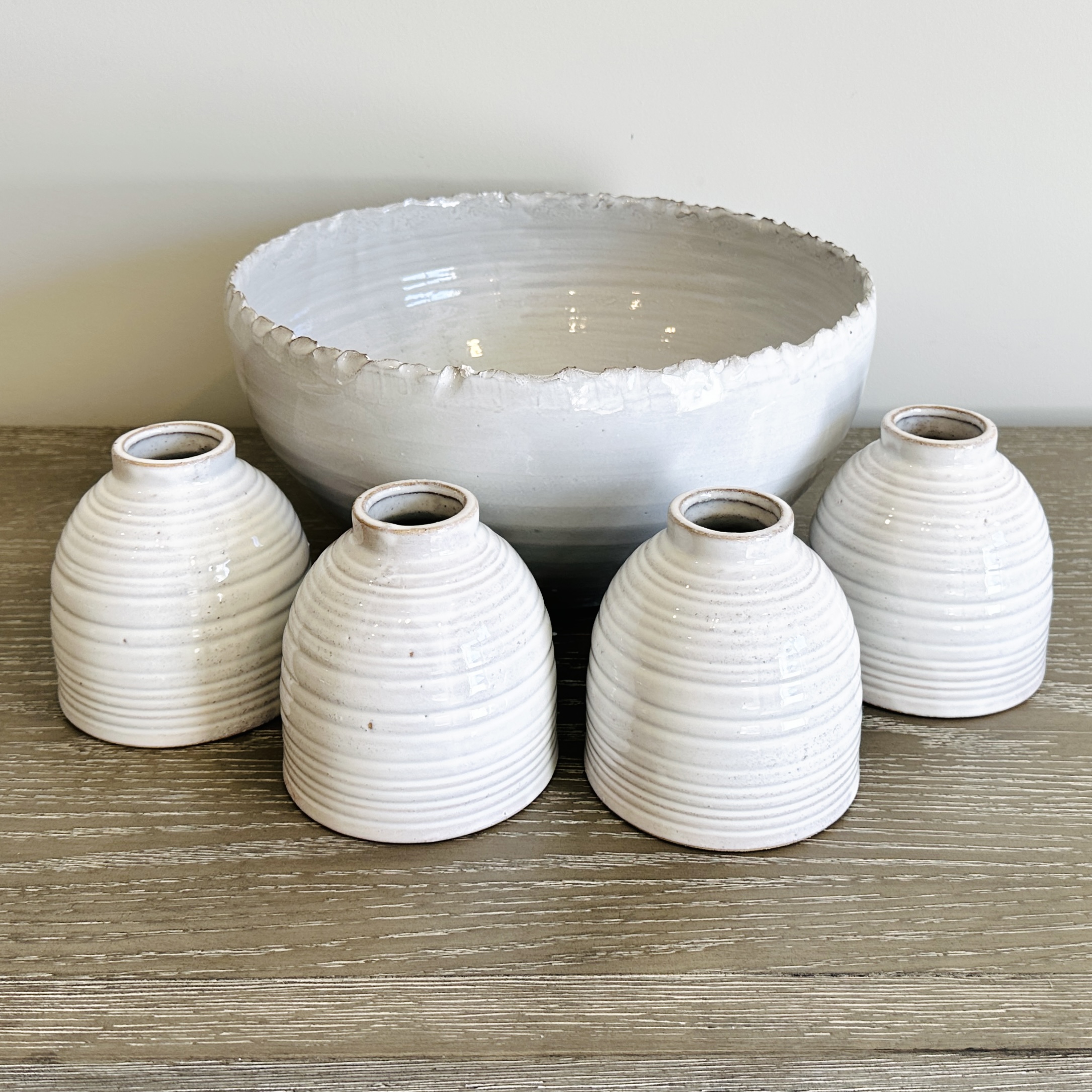 47th & Main Glazed Ceramic Vases with Earthenware Centerpiece Bowl ...