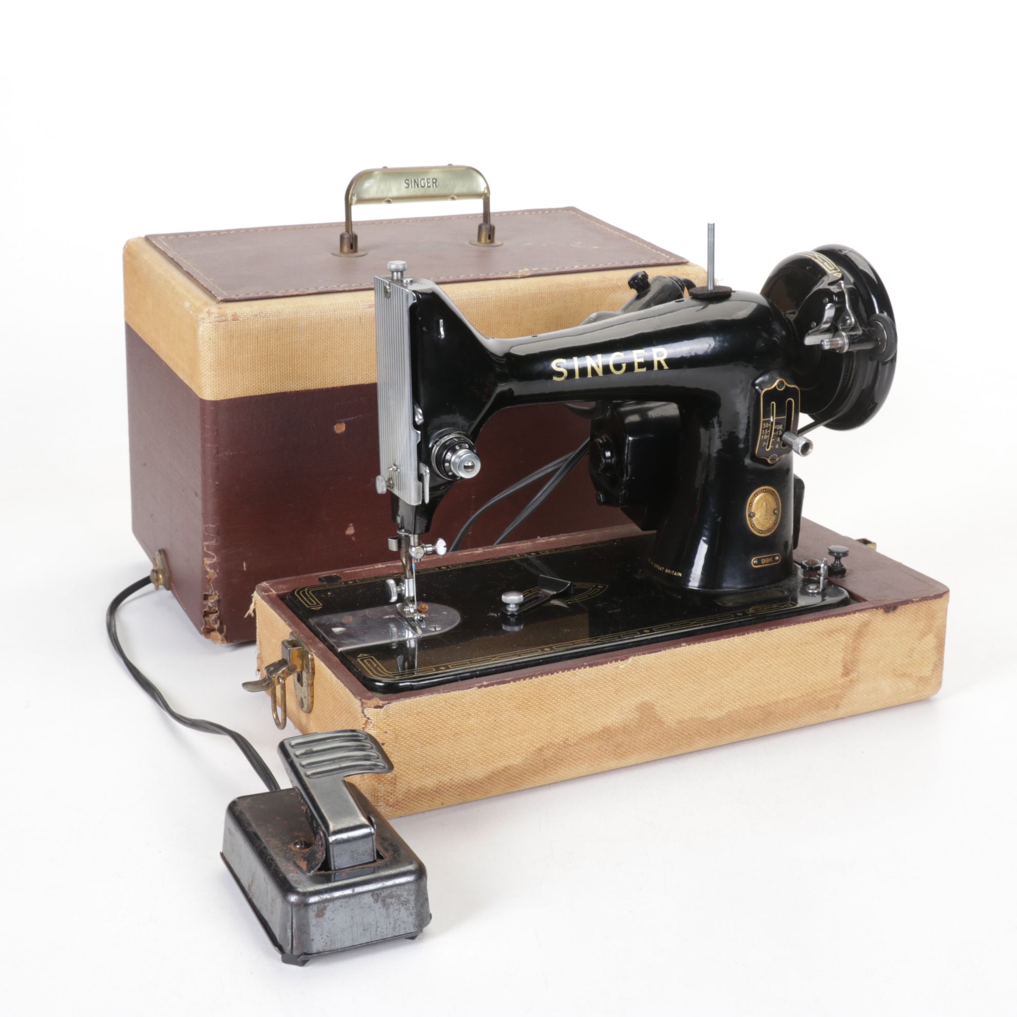 Singer Portable Electric Sewing Machine with Case, Mid-20th Century ...