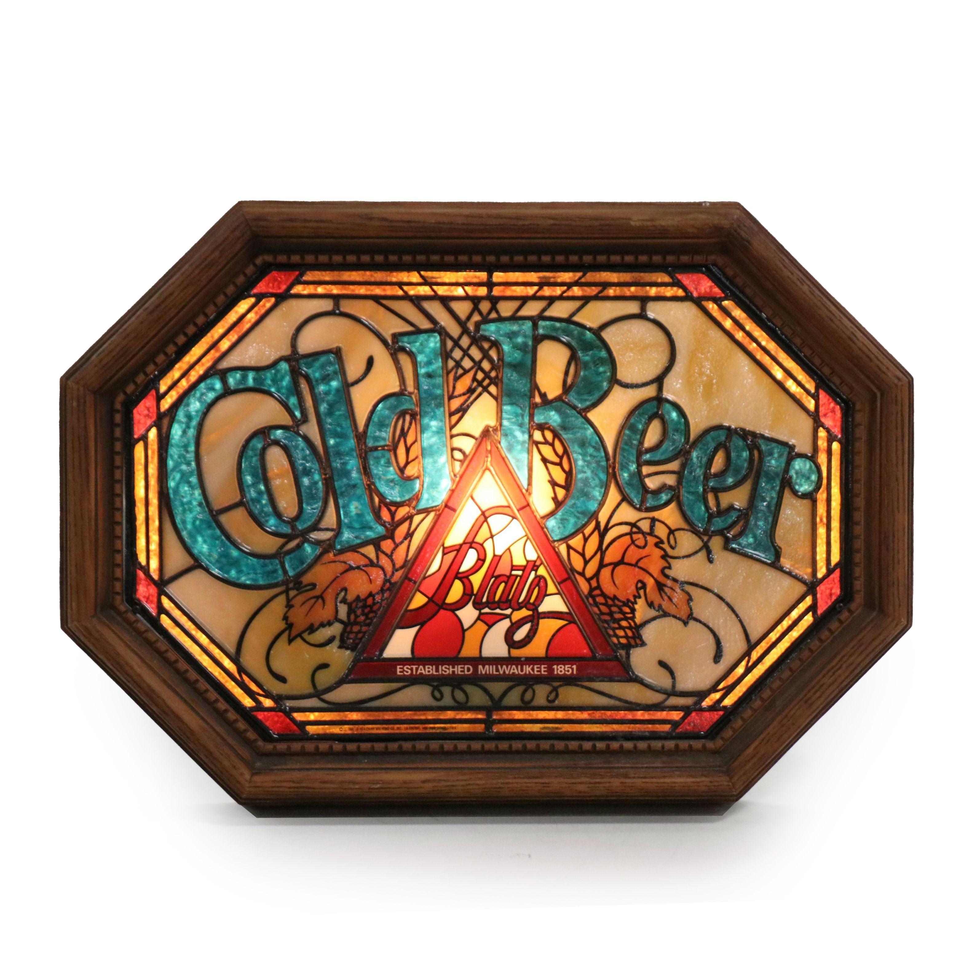 House of Heileman Cold Beer Series Blatz Faux-Stained Glass Light-Up ...