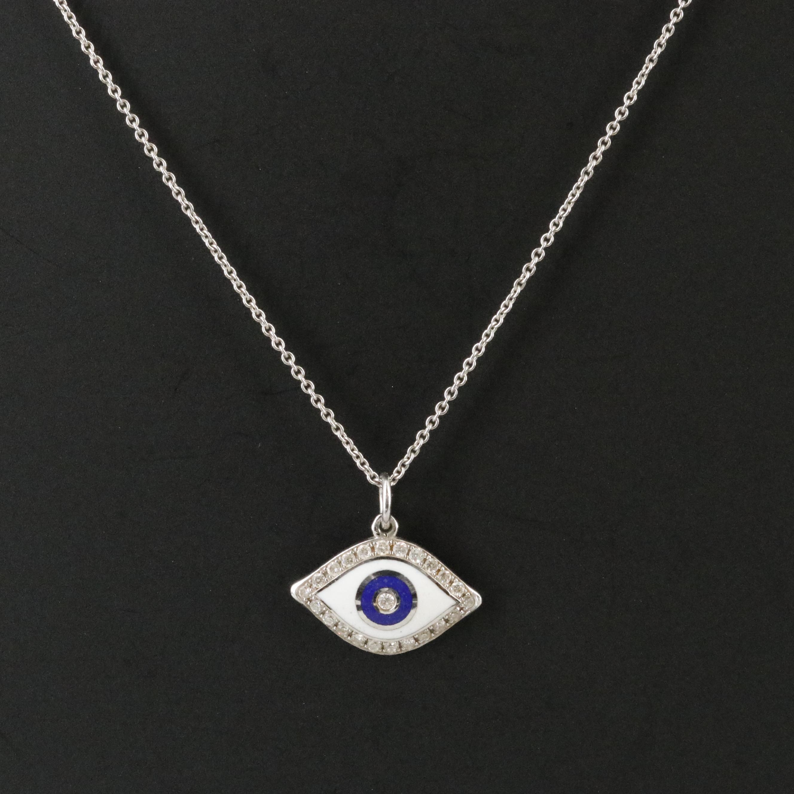 18K Diamond and Enamel Evil Eye Pendant Necklace | Barnebys