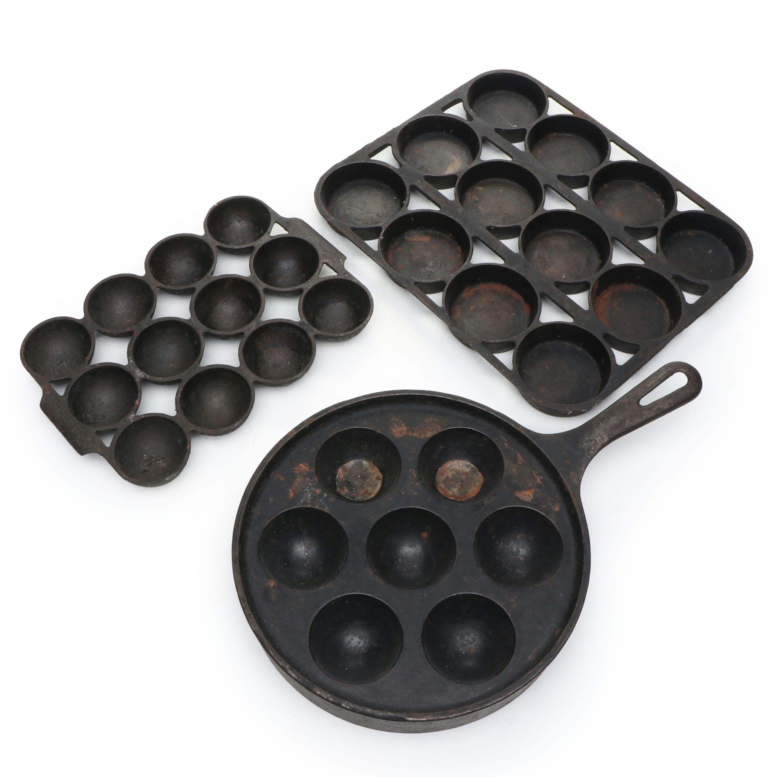 Griswold Cast Iron Aebleskiver Pan and Gem Pans | Barnebys