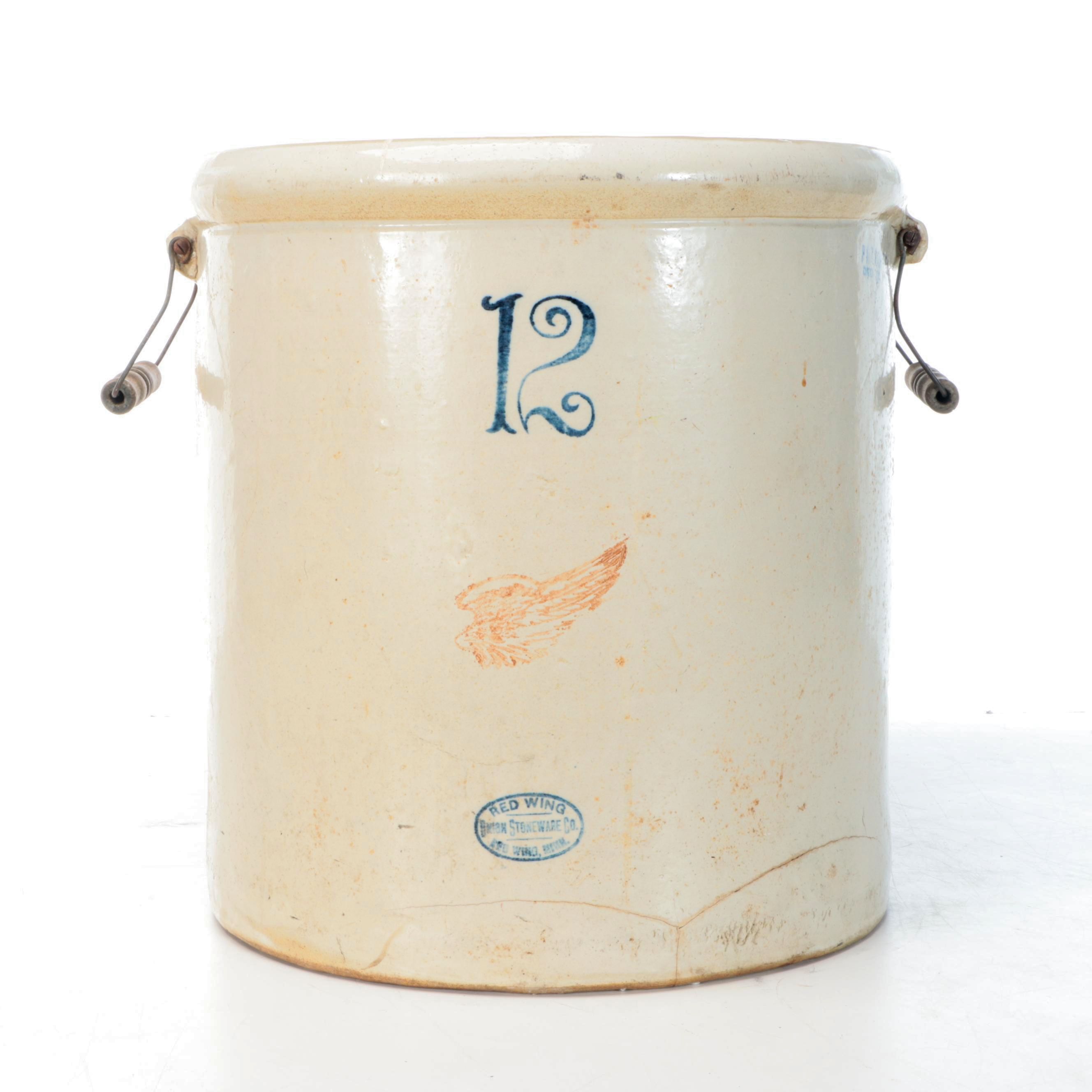 Red Wing Union Stoneware 12-Gallon Handled Crock, 20th Century | Barnebys