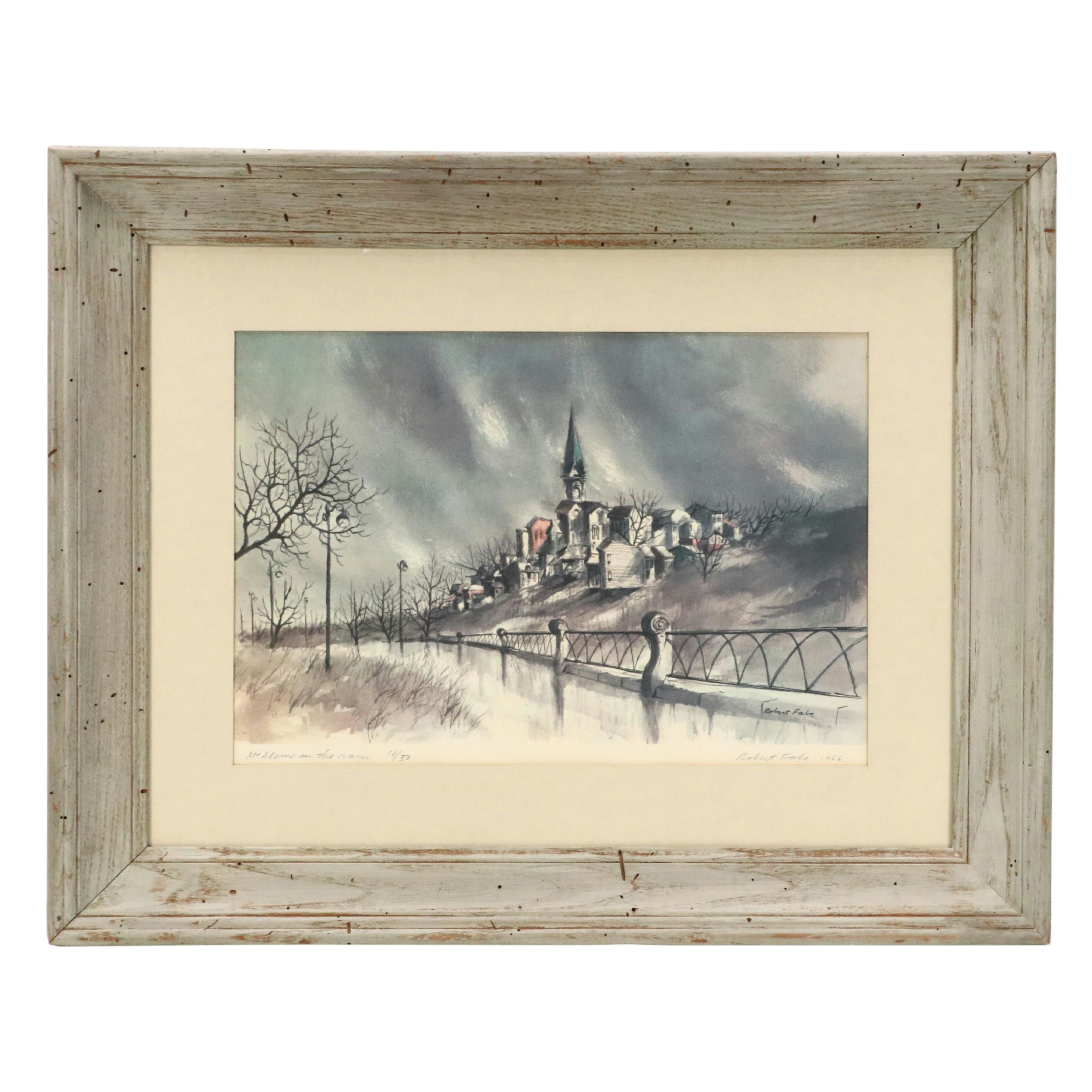 Robert Fabe Offset Lithograph "Mt. Adams in the Rain," 1966 | Barnebys