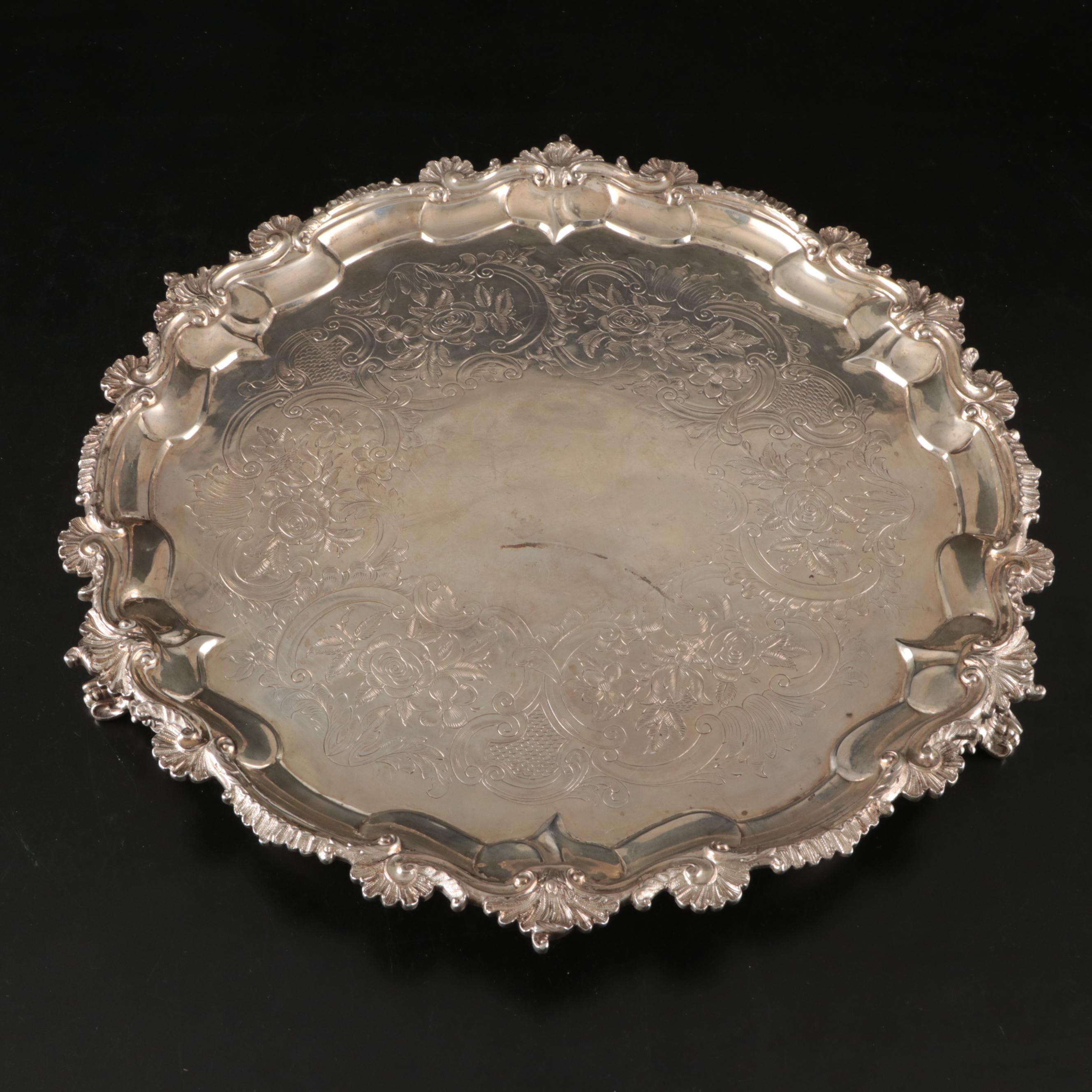 George III / Regency London Sterling Silver Footed Salver, Early 19th ...
