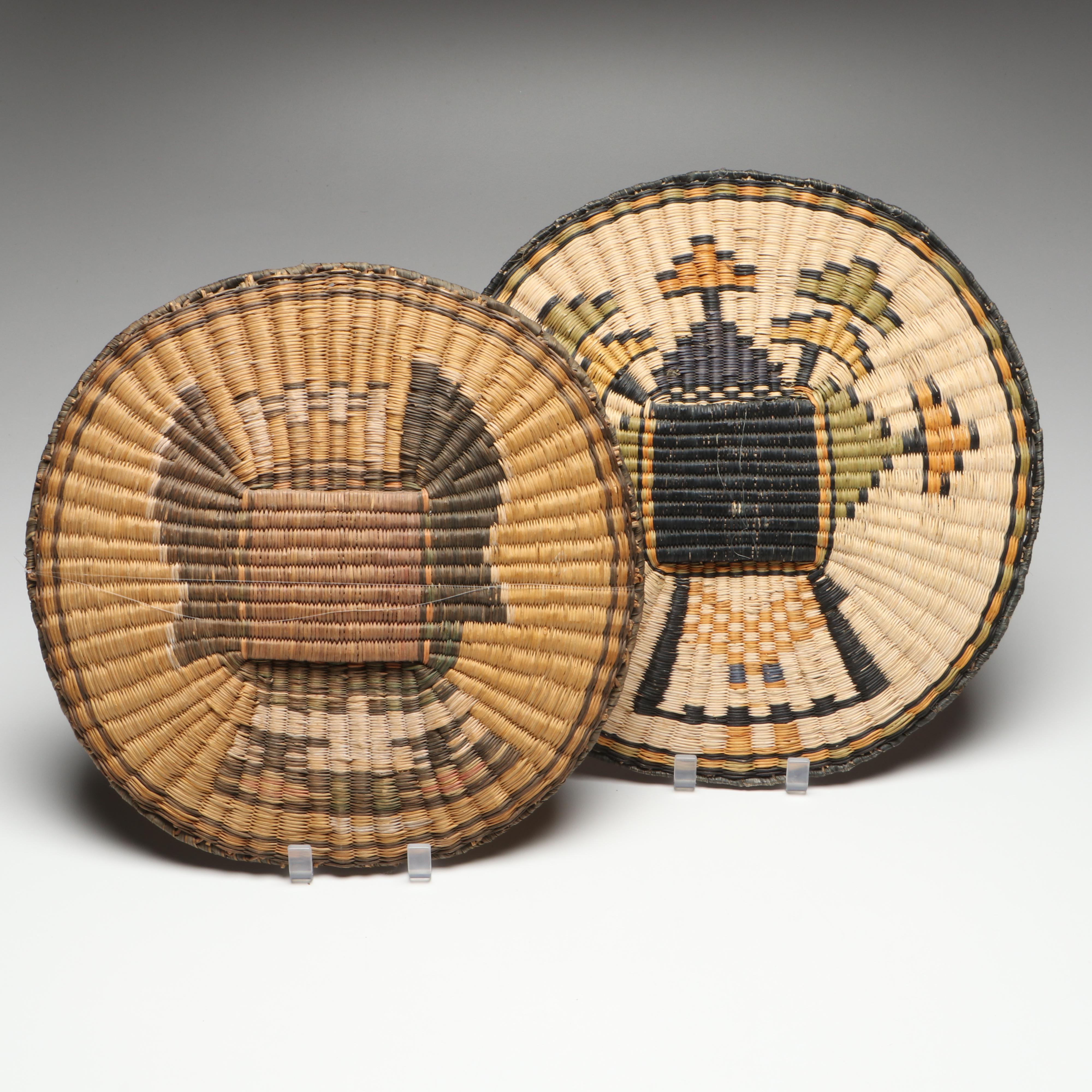 Hopi Wicker Crow Mother and Other Handwoven Kachina Plaque, Mid-20th ...