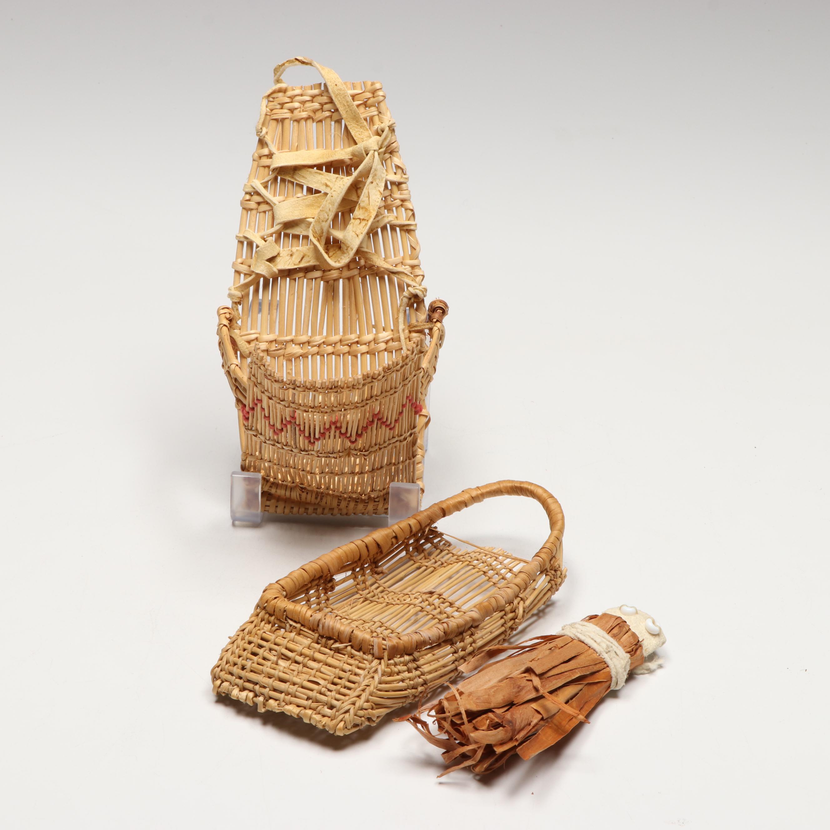 Alma Tripp Yurok Mini Baby Basket with Maidu Split Cedar Doll and Miwok ...