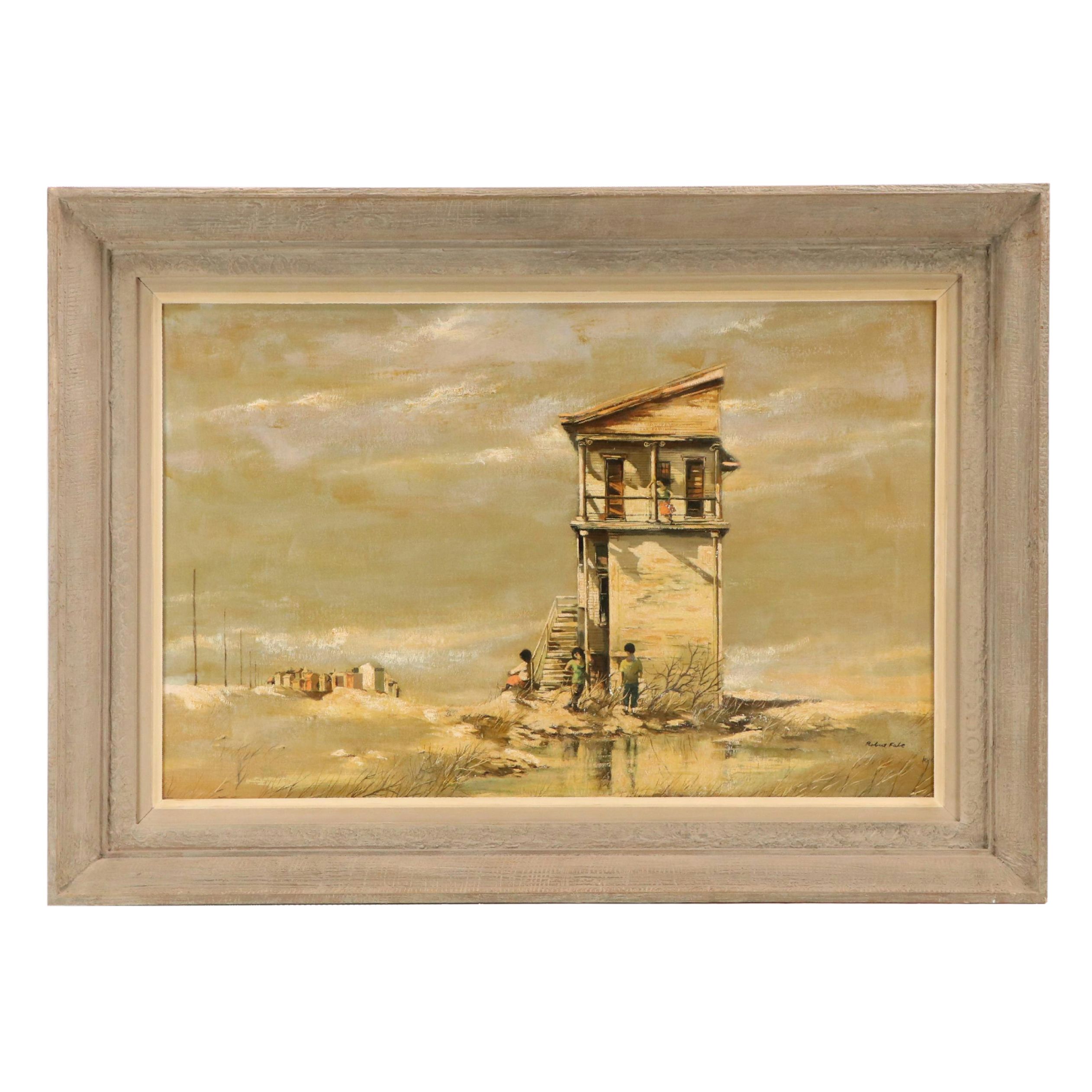 Robert Fabe Oil Painting of Lone Clapboard House, Mid-20th Century ...