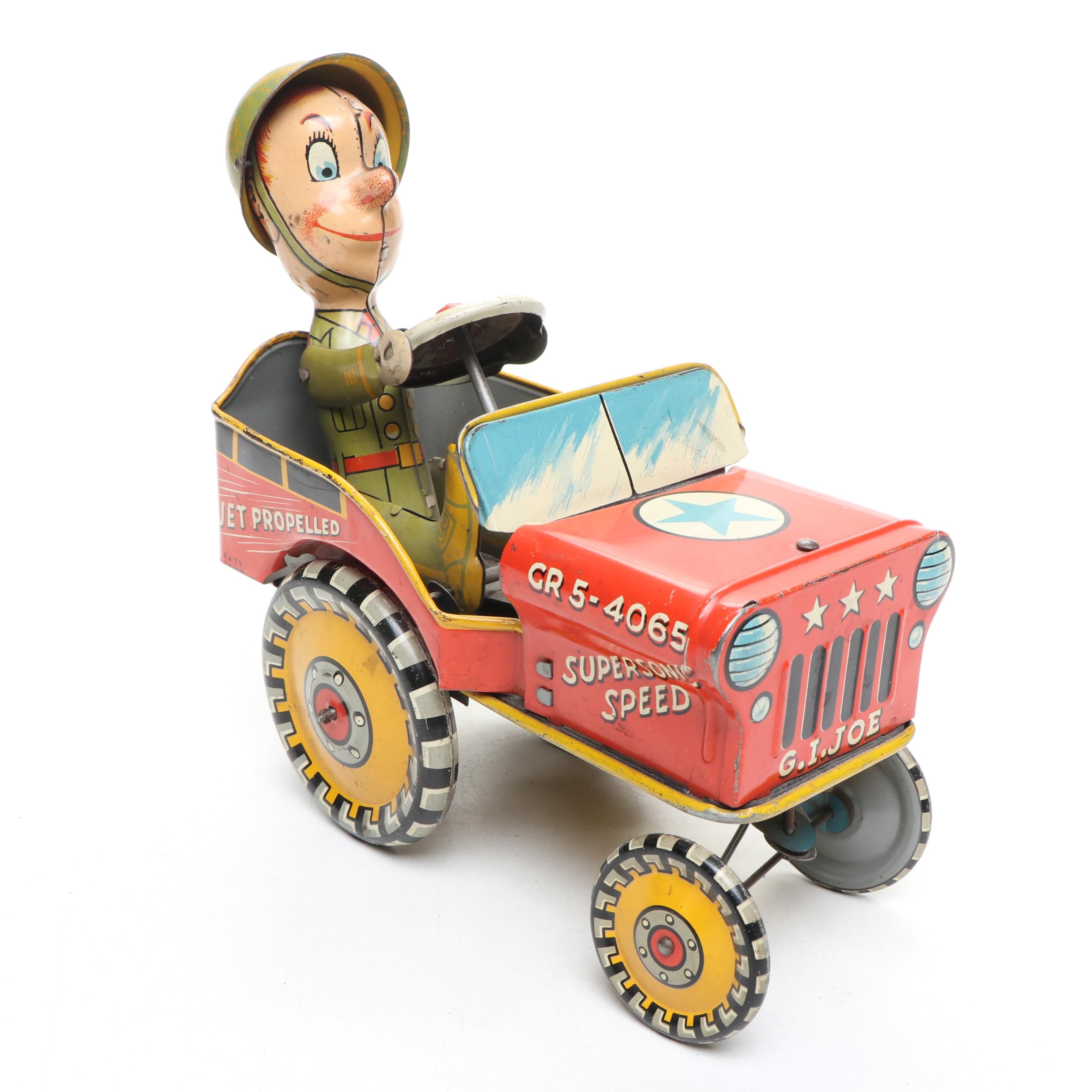 Unique Art "G.I. Joe and His Jouncing Jeep" Wind-Up Toy, Mid-20th ...