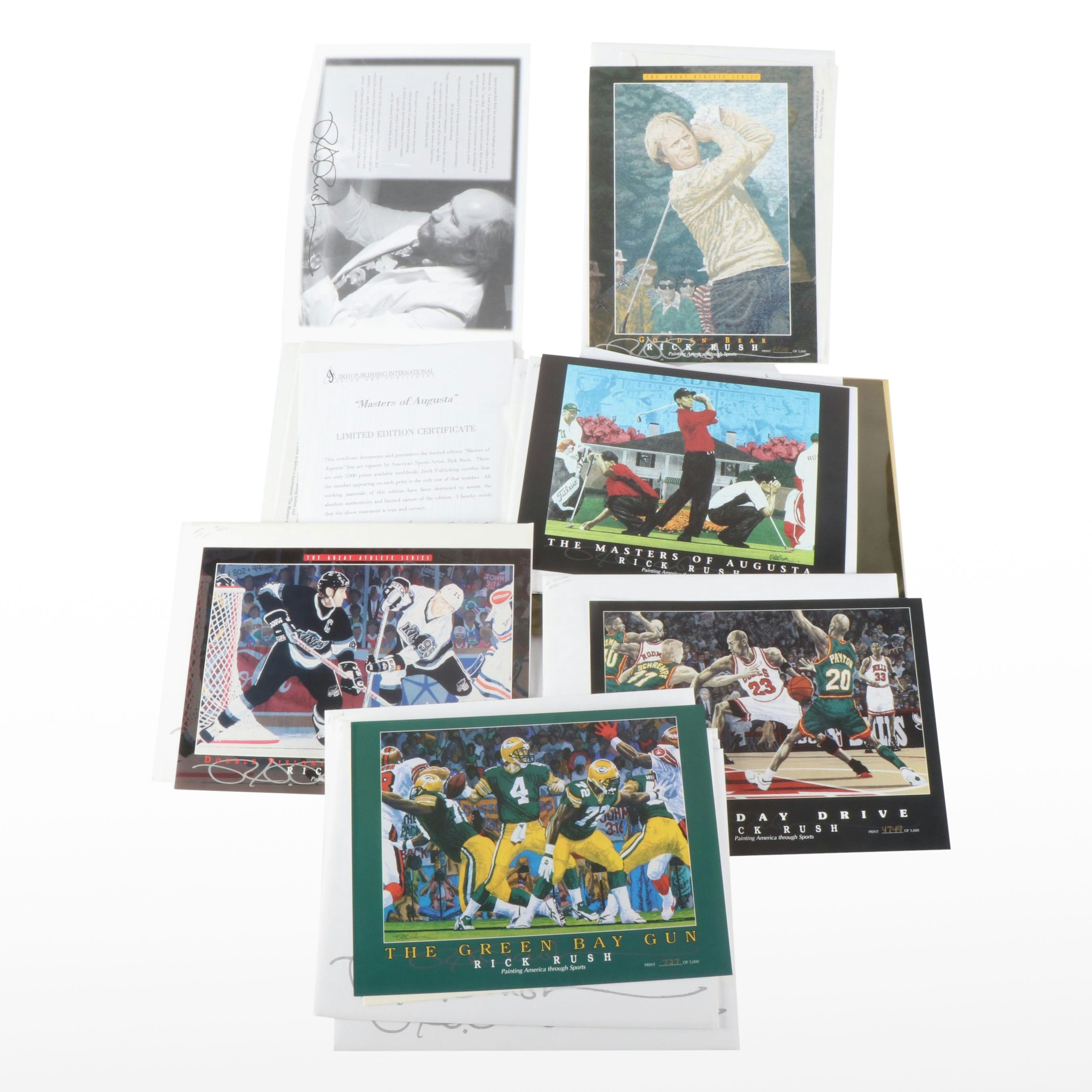 Rick Rush Limited Edition Sports Prints Featuring Tiger Woods and Brett ...