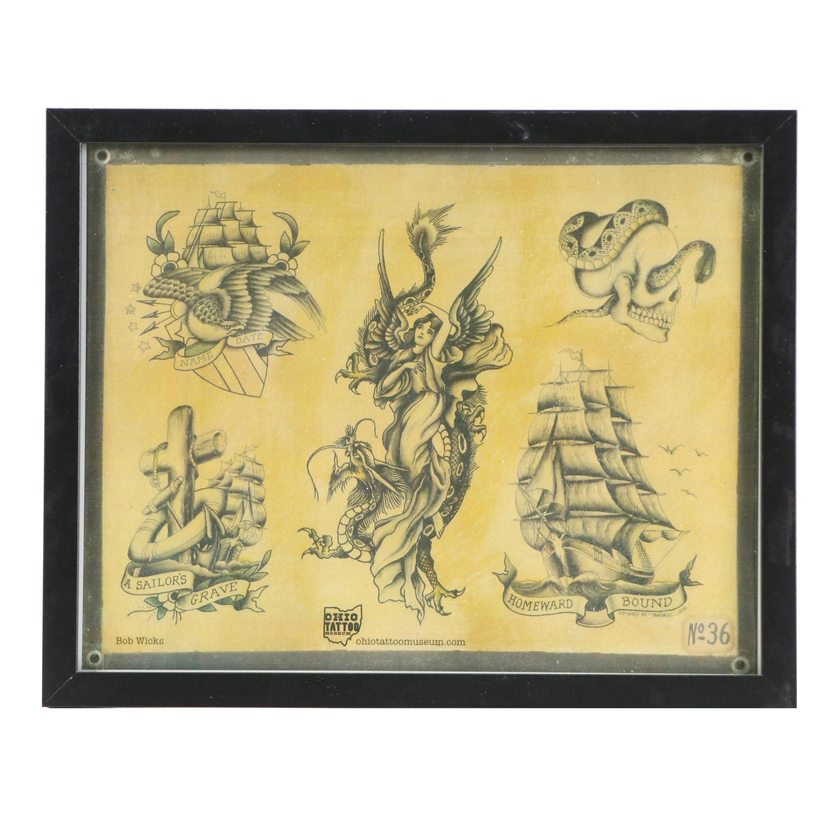 Ohio Tattoo Museum Offset Lithographs of Bob Wicks Nautical Tattoo ...