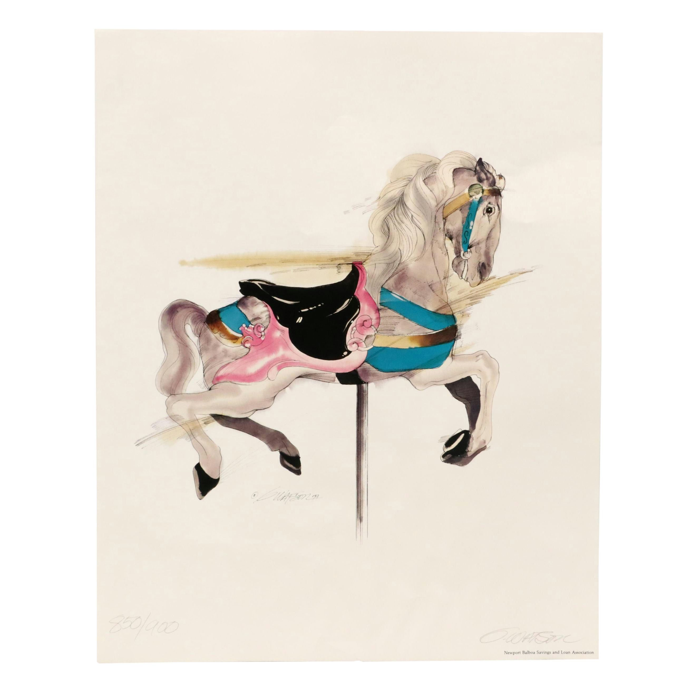 G. Watson Offset Lithograph of Carousel Horse, 1979 | Barnebys