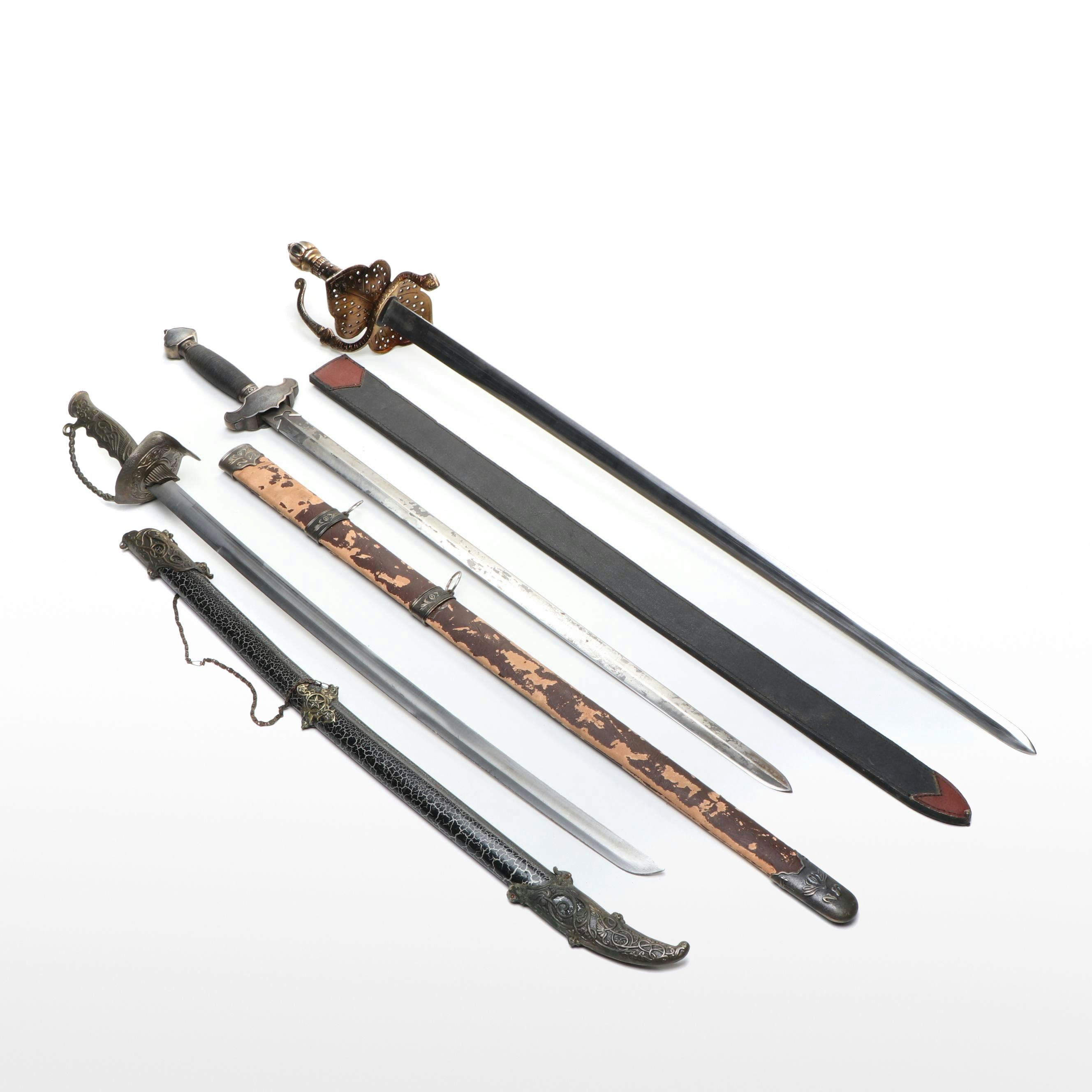 Medieval, Dragon Hilt and Other Chinese Fantasy Swords with Scabbards ...