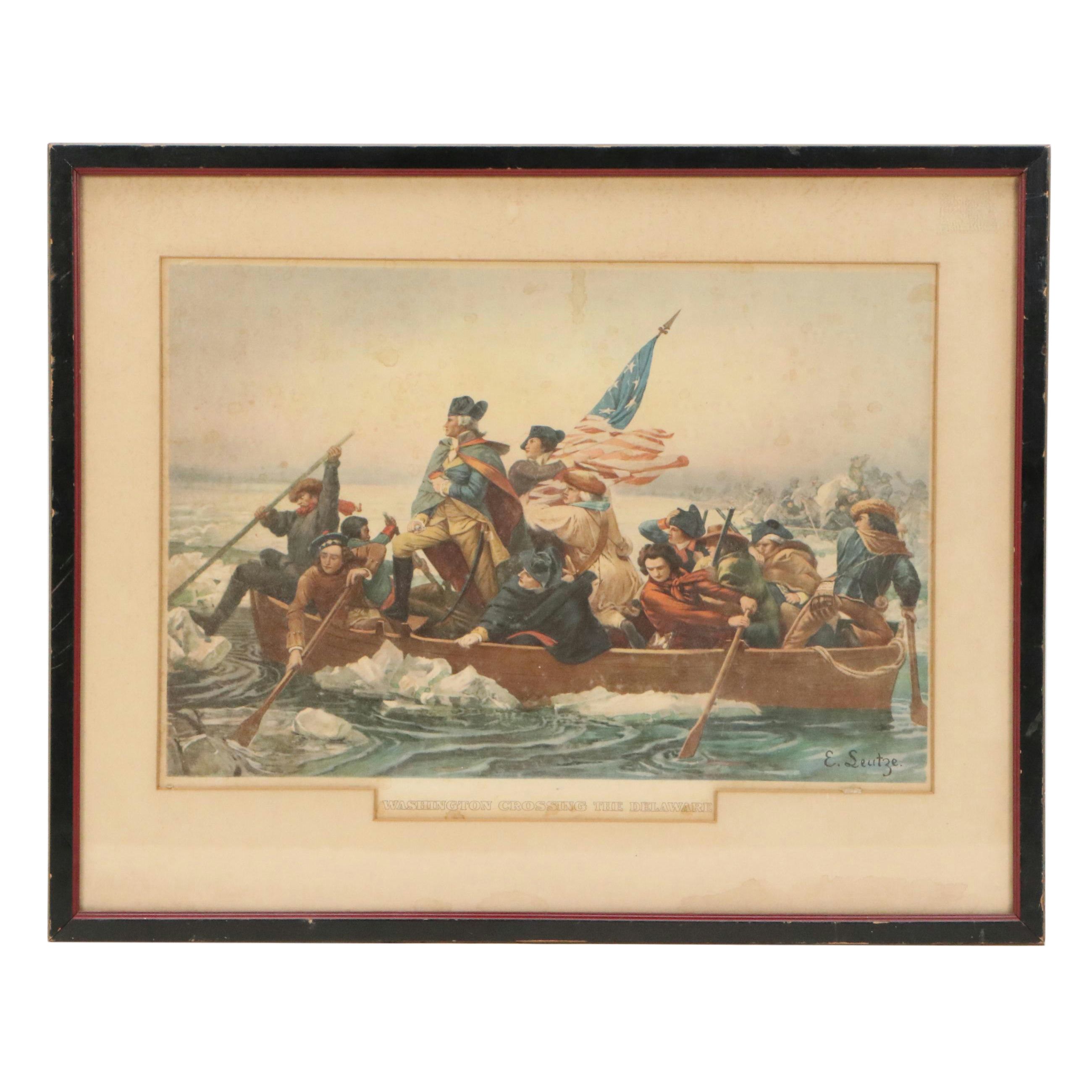 After Emanuel Leutze Offset Lithograph "Washington Crossing the ...