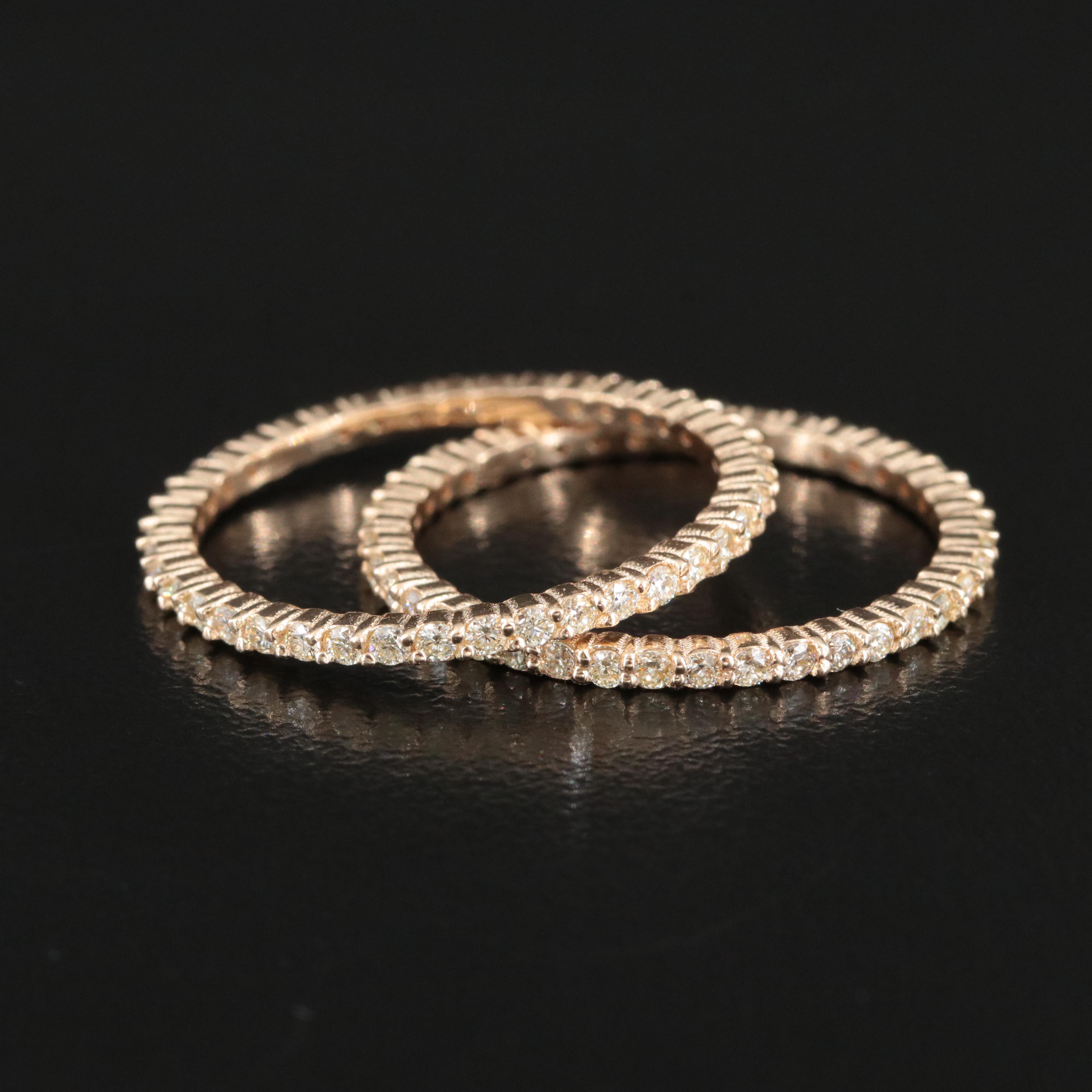 14K 0.70 CTW Diamond Stacking Eternity Bands | Barnebys