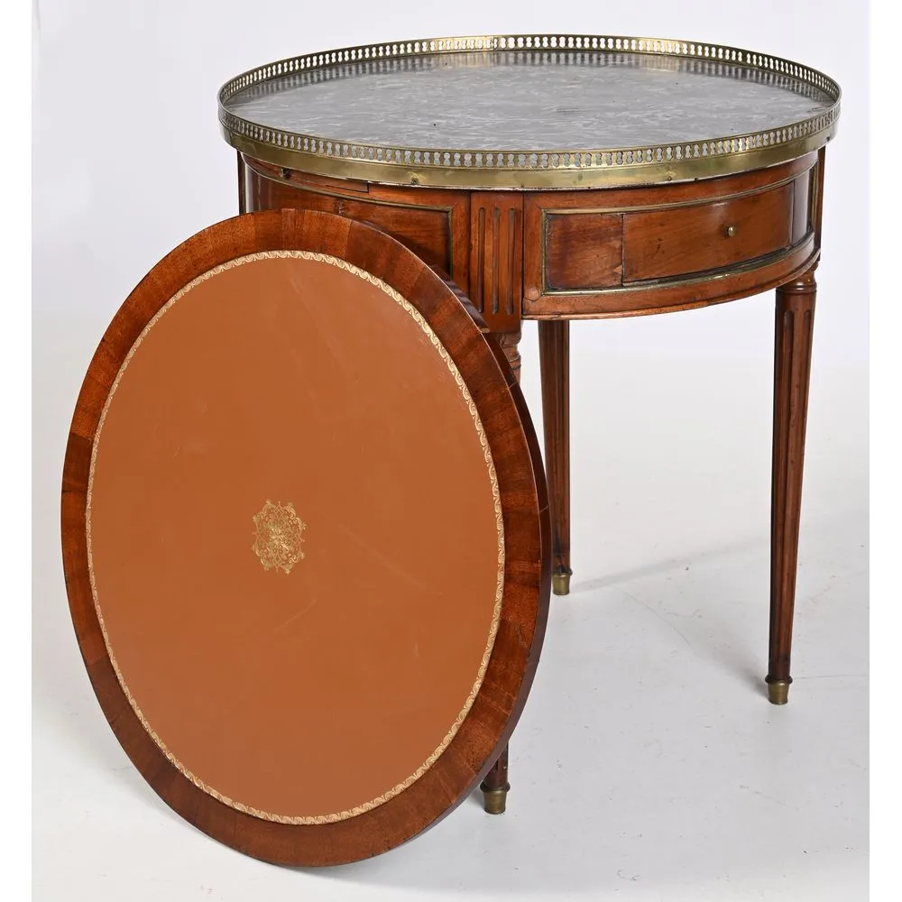 TABLE BOUILLOTTE LOUIS XVI and its stopper in mahogany and mahogany ...