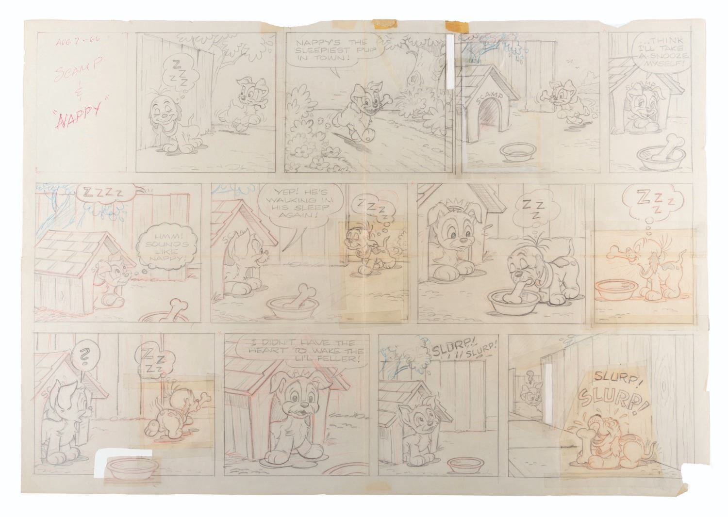 An Original "Walt Disney’s Scamp” Sunday Comic Strip. | Barnebys