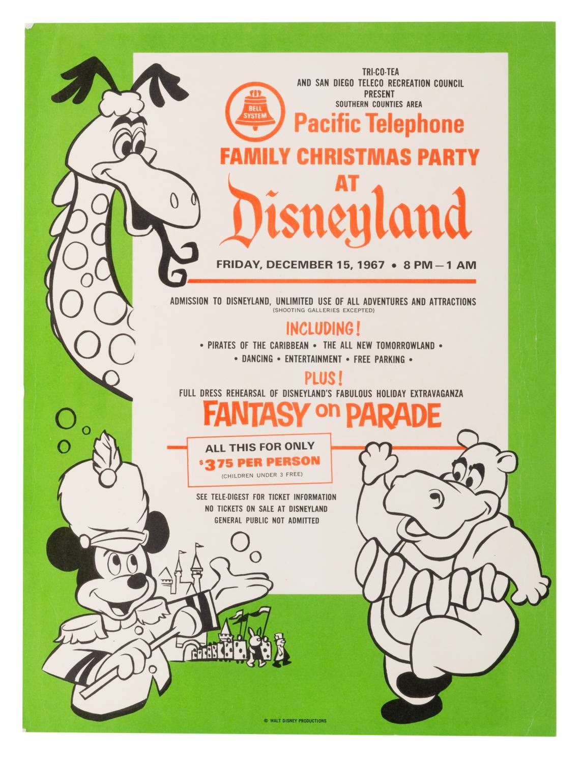 A 1967 Disneyland Family Christmas Party Mini Poster. | Barnebys