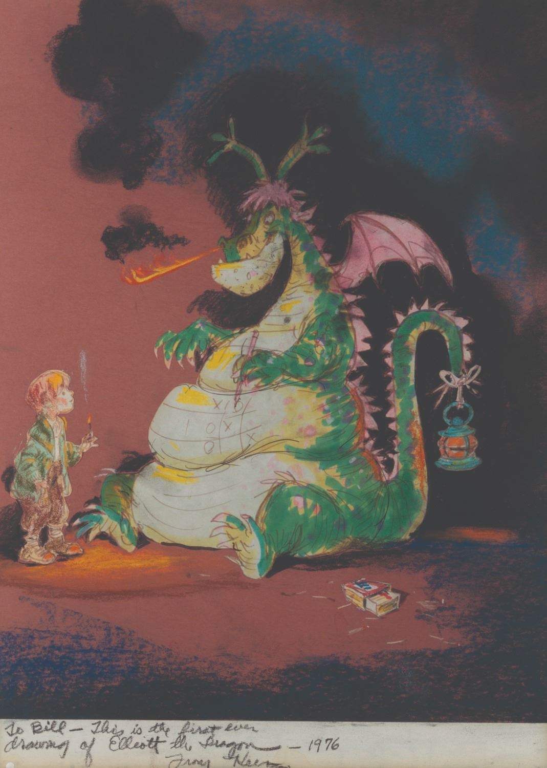 Ken Anderson's First Drawing of Elliott from "Pete's Dragon." | Barnebys