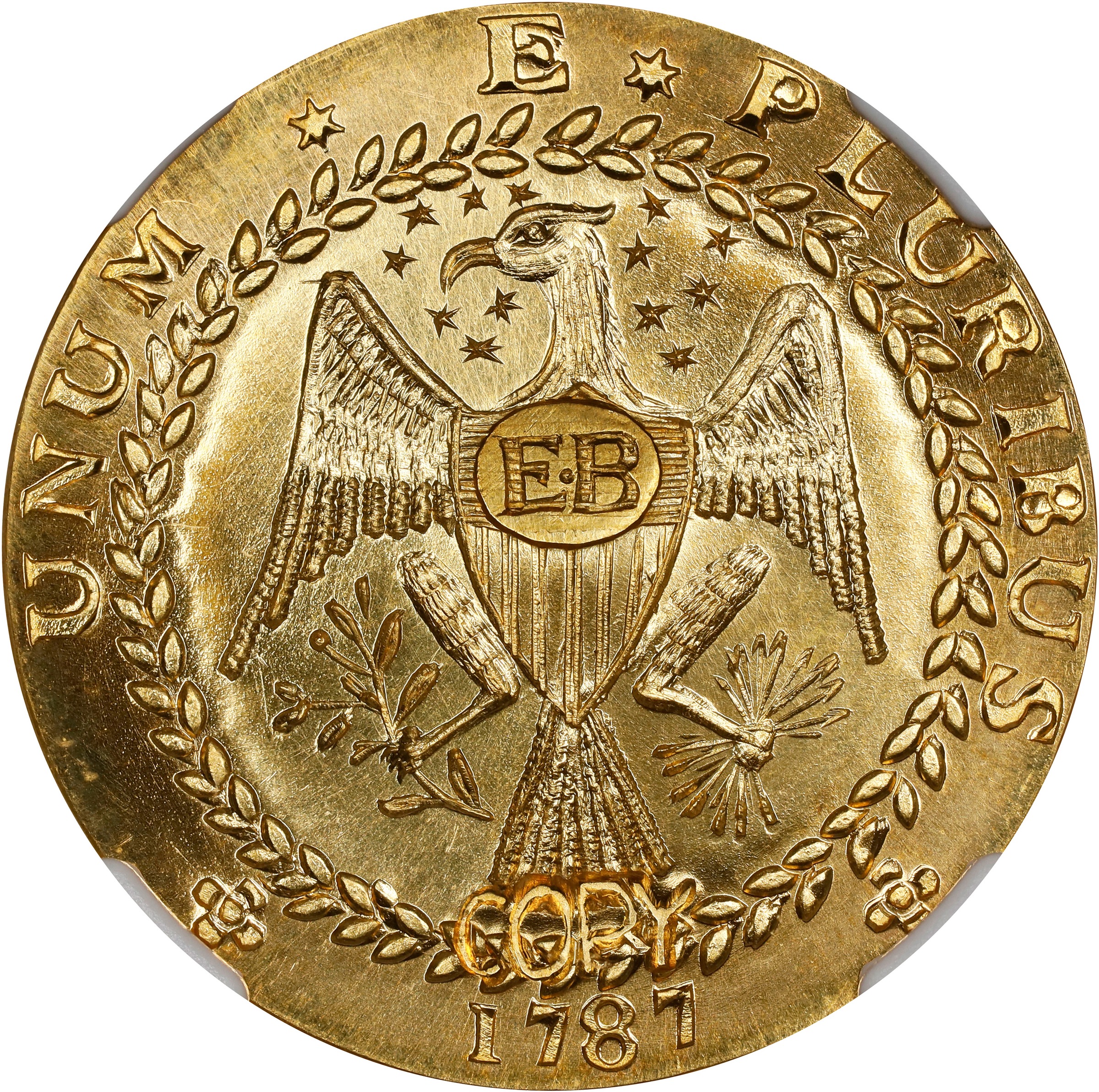 "1787" (1999) Brasher Doubloon. Gallery Mint Replica. EB on Breast ...