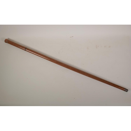 A C19th Malacca tippling flask walking stick, with screw top... | Barnebys