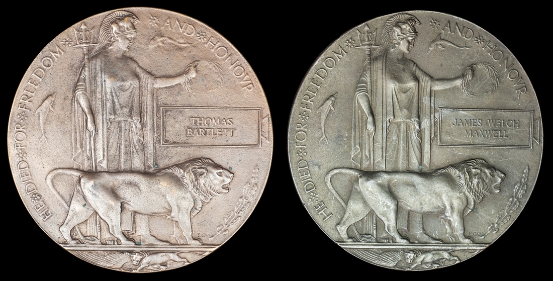 Great War Bronze Memorial Plaque (2) (James Welch Maxwell; Thomas ...