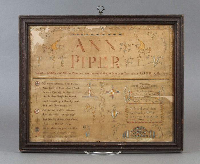 1809 Baptismal and Birth Certificate for Ann Piper, Daughter of John ...