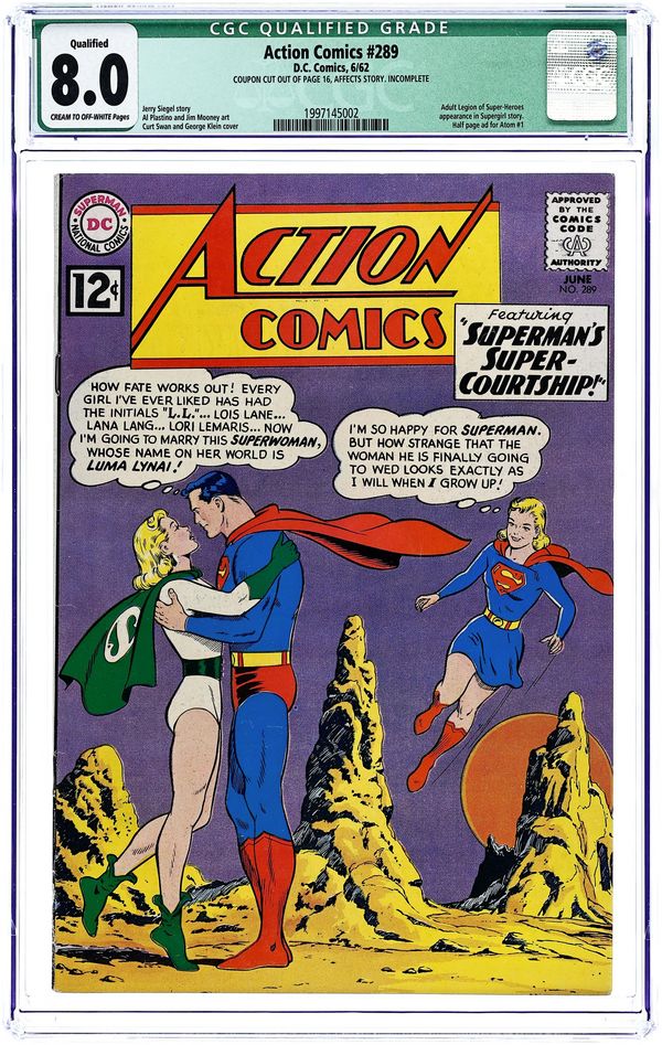 Action Comics 1938 Dc 289 Cgc 8 0 Qualified Barnebys