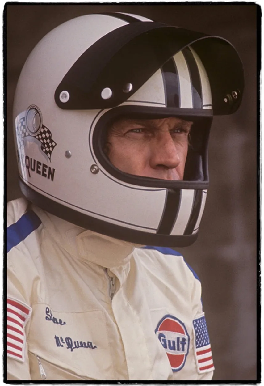 Steve McQueen in his McQueen helmet, 1970 | Barnebys