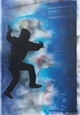 Victor Ash: "Bomb the city", 2009. Signed on the reverse. Acrylic ...