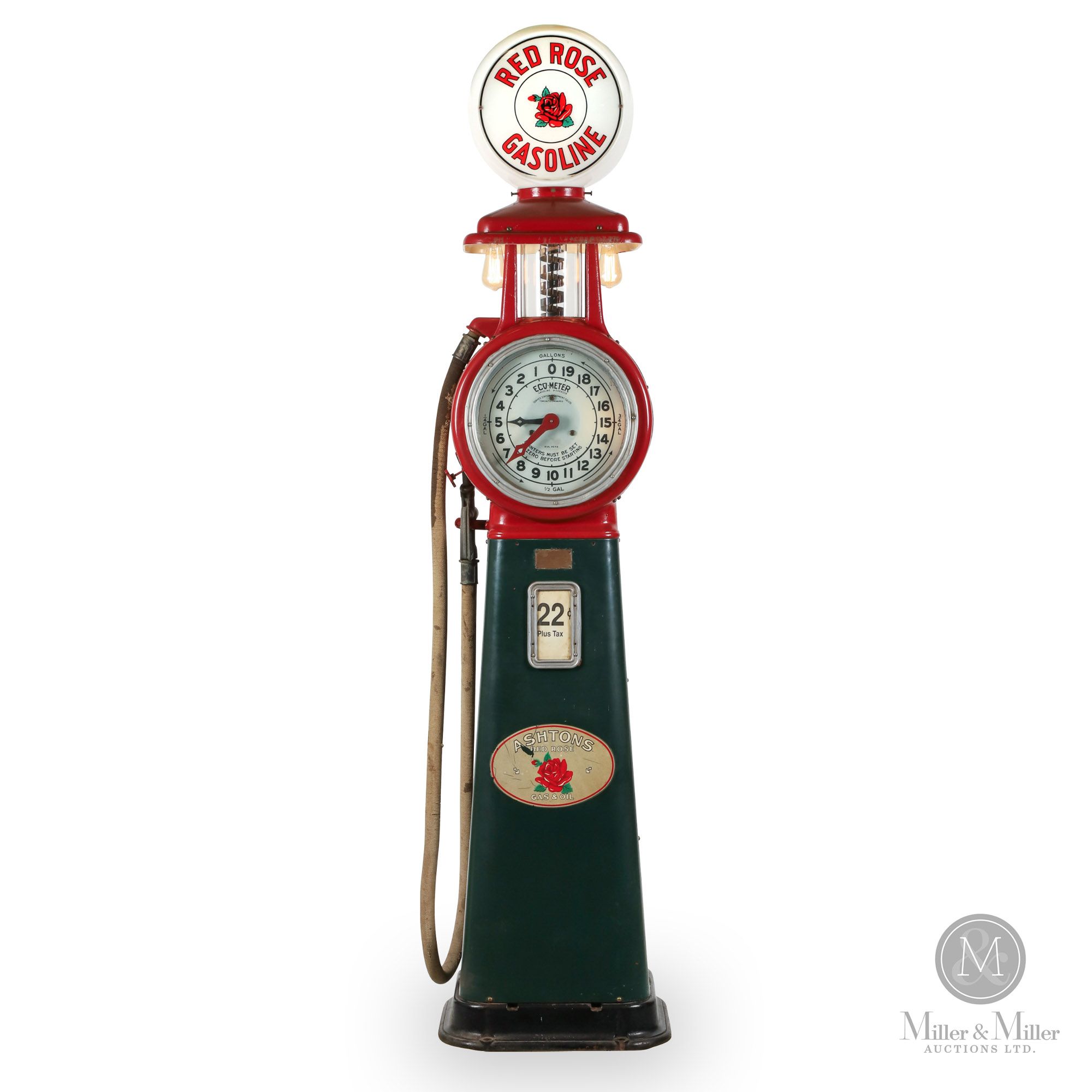 Eco Model 160 "Clock Face" Red Rose Gasoline Pump | Barnebys
