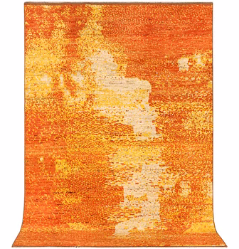 A handmade Morrocan Beni Ourain Berber rug with blue and white stepped ...