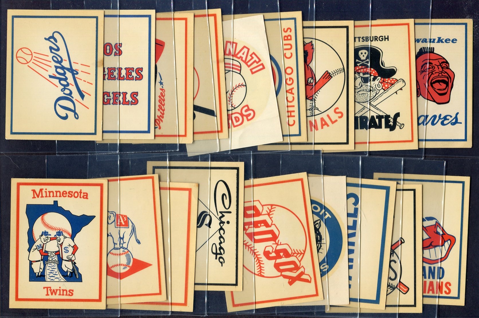 1961 Fleer Baseball Team Logo Decals Complete Set of 18 | Barnebys