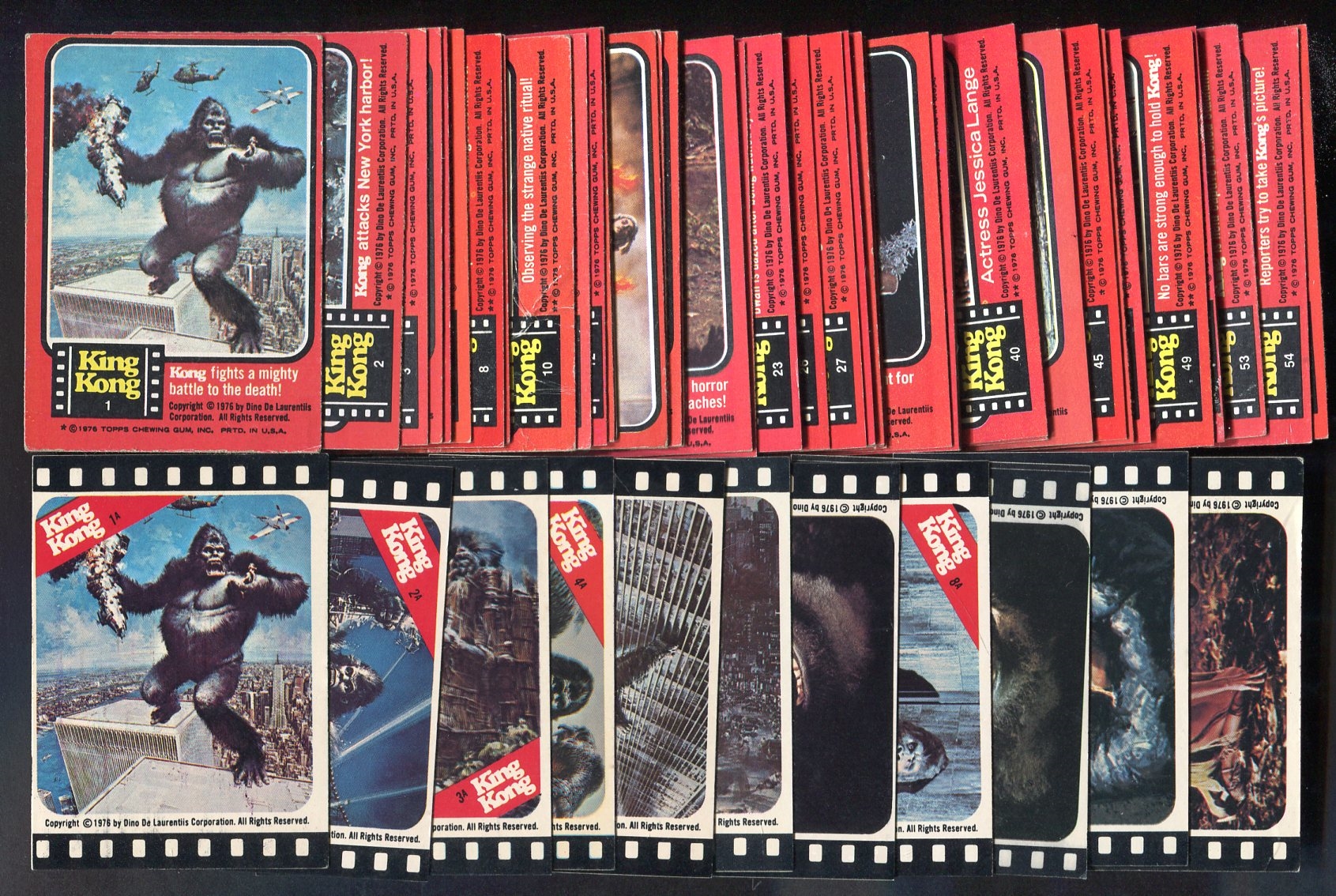 1976 Topps King Kong Complete Card & Sticker set w/Wrapper | Barnebys