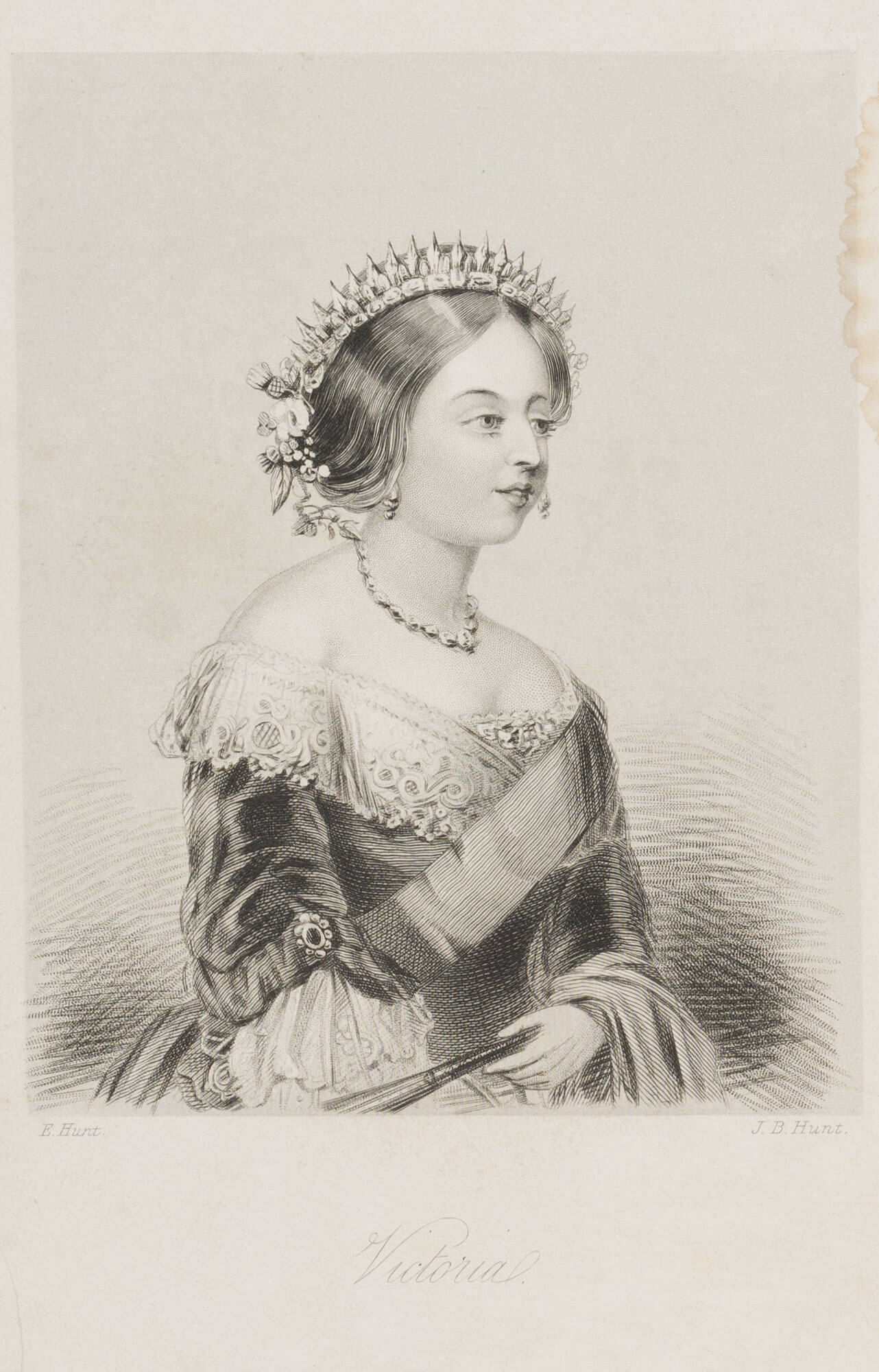 J. HUNT (19th) after HUNT (19th), Portrait of Queen Victoria (1819–1901 ...