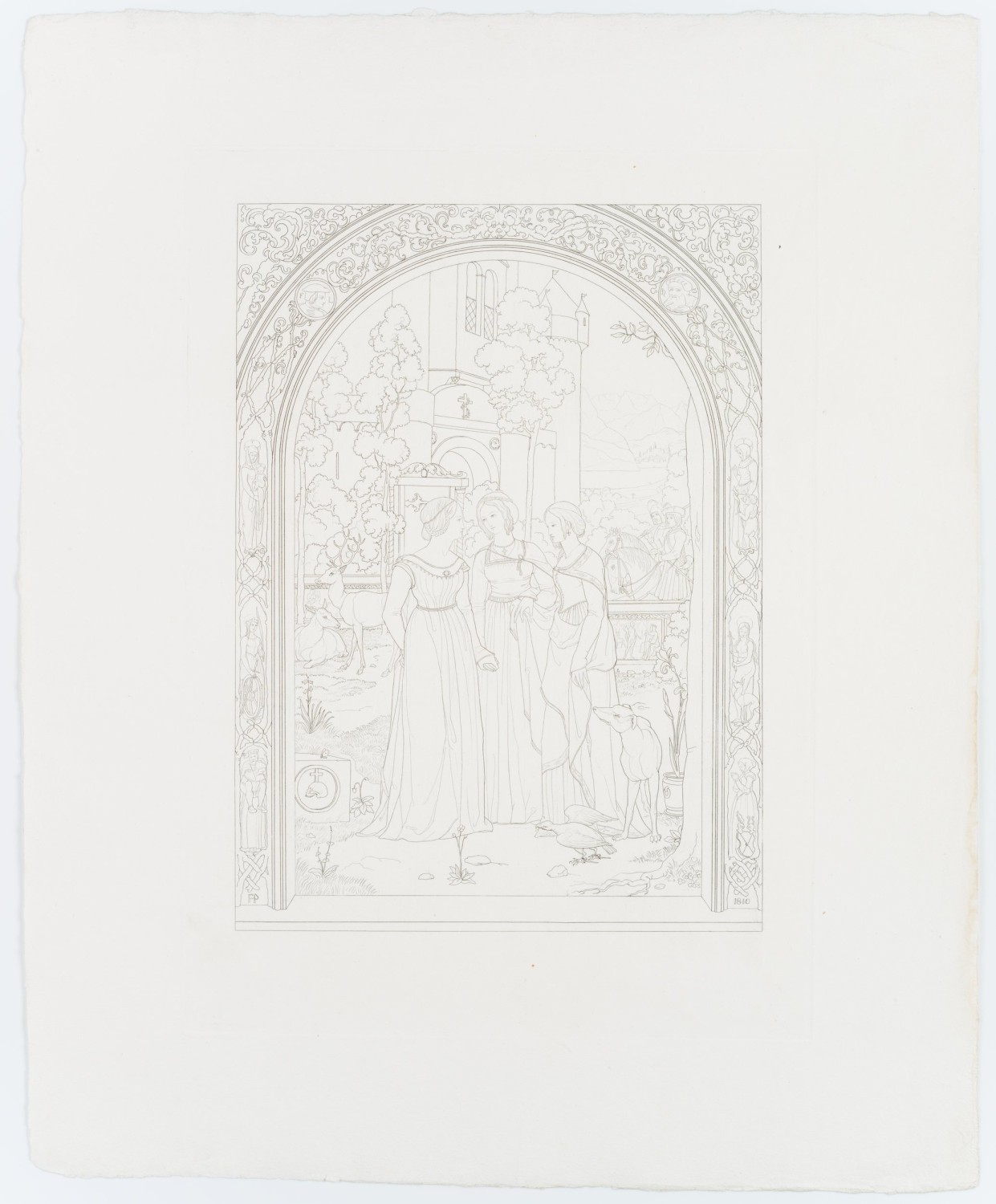 H. MERZ (*1806) after PFORR (*1788), The three virtues, 1834, Etching ...