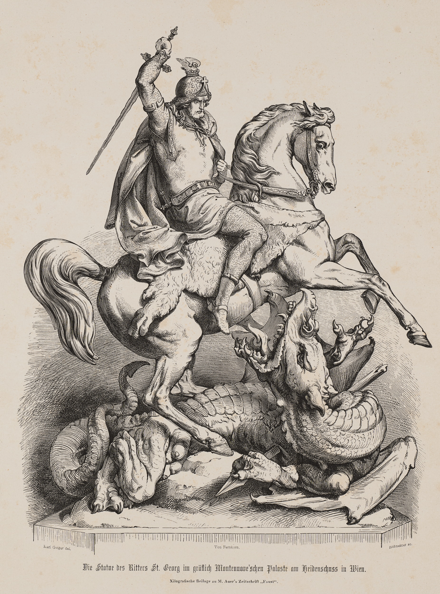 Schneider (19th) after GEIGER (*1822), St George with the dragon ...