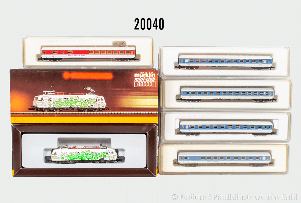 Märklin Spur Z D-Zug: 88533 E-Lok, DB, BN 120 141-7, 5 Wagen, Z 1-2 ...