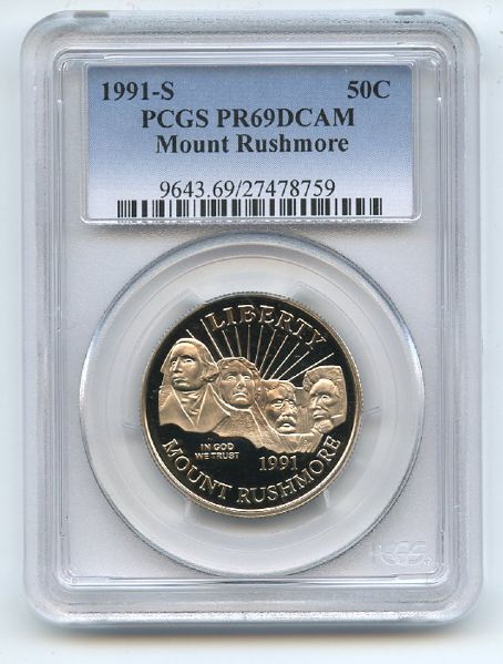 1991 S 50C Mount Rushmore Commemorative PCGS PR69DCAM coin | Barnebys