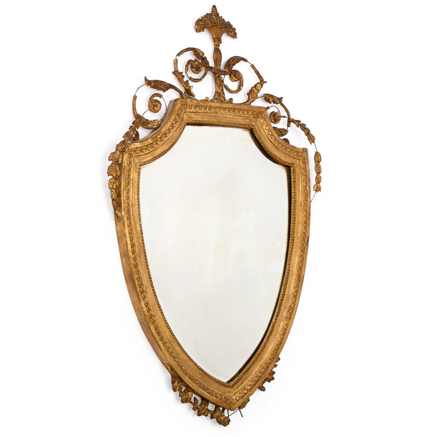 A LATE 19TH CENTURY GILTWOOD AND COMPOSITION CARTOUCHE-SHAPED WALL ...