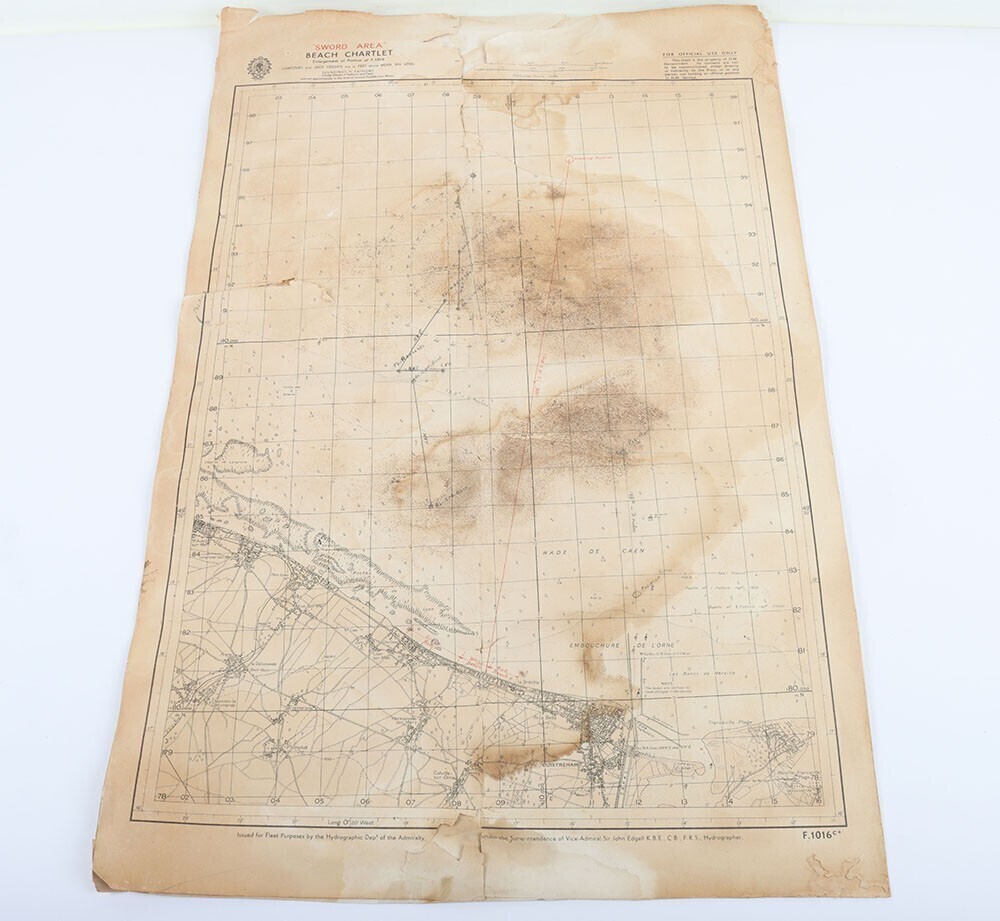 WW2 D-Day Sword Beach Chartlet Map, 1944 Original. | Barnebys