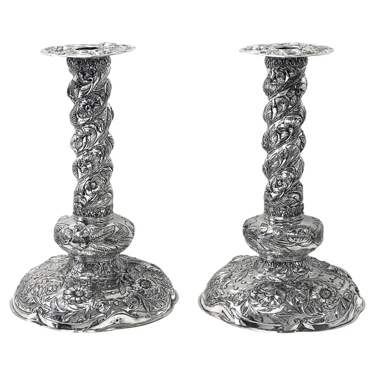 Antique Dutch Silver Candlesticks of late 17th century style, The Hague ...