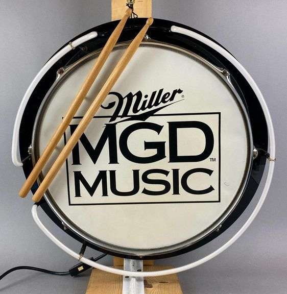 1999 Miller MGD Beer Drumhead Light Up Advertising Neon Sign | Barnebys