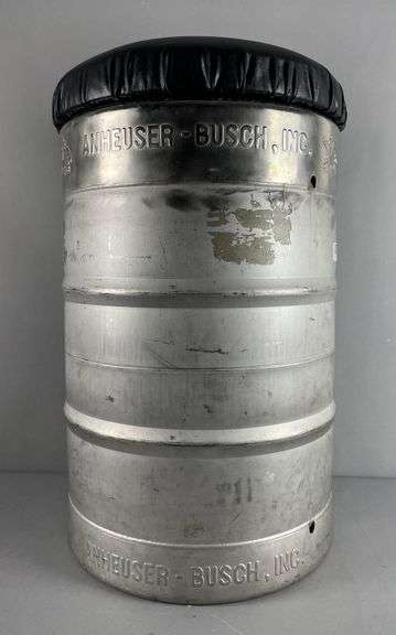 Anheuser Busch Brewing Co. Busch Beer Keg Bar Stool | Barnebys