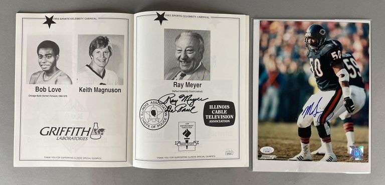Mike Singletary Signed Photo and Ray Meyer Signed Celebrity Program ...