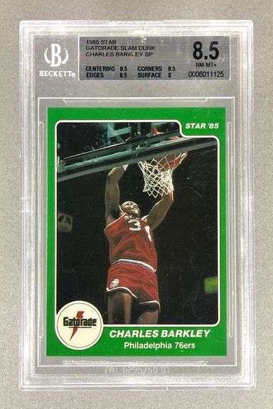 1985 Star Charles Barkley SP Gatorade Slam Dunk BGS 8.5 | Barnebys